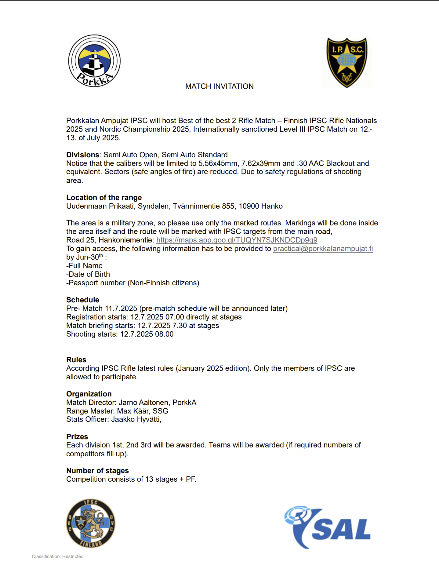 Info om Nordisk Rifle i FIN 2025 – Offisiell informasjon fra DSSN